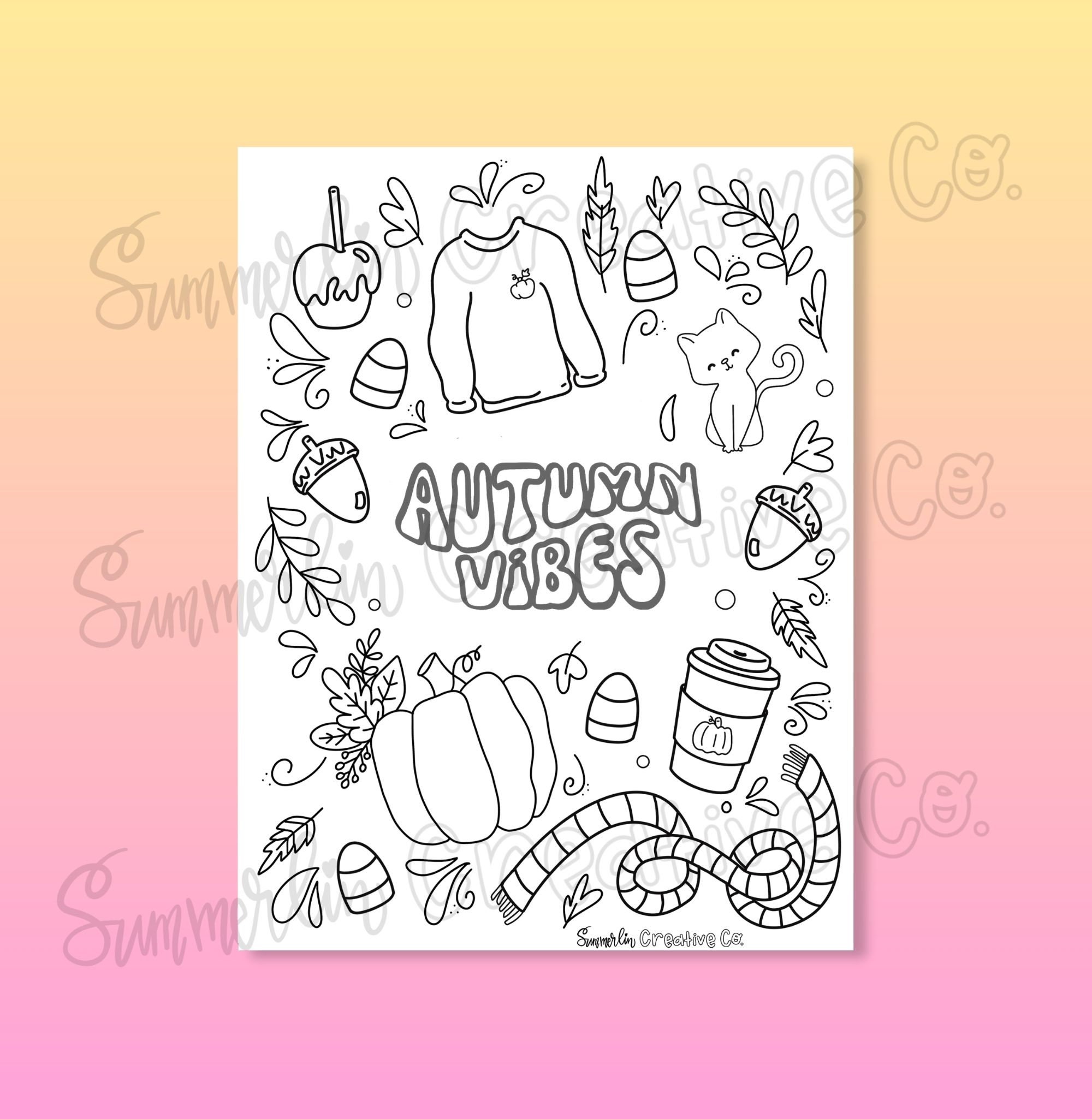 Fall Coloring Page Bundle, Printable Activity - Etsy