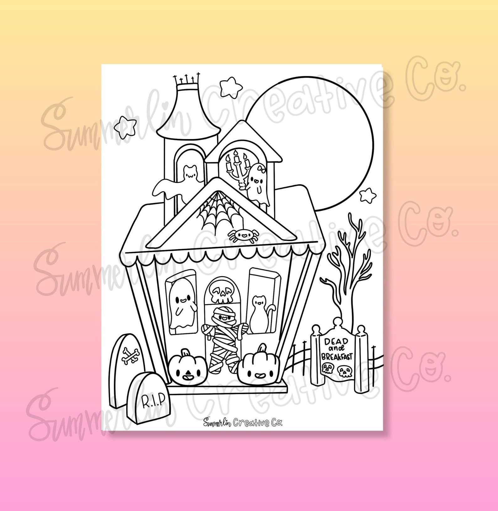 Halloween Coloring Page Bundle, 3 Page Printable Activity, Cute ...