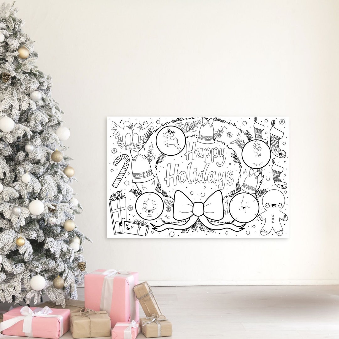 Giant Coloring Poster Happy Holidays, Christmas Activity, Plus 4 Free ...