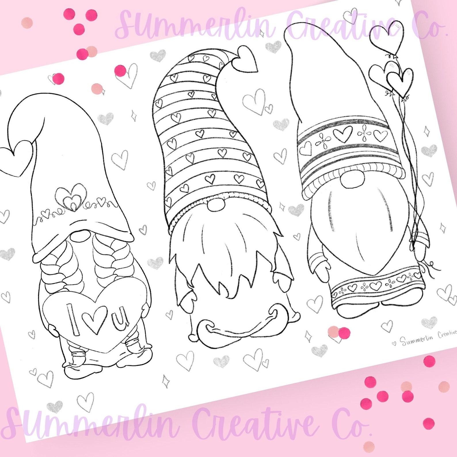 Love Gnome Coloring Page Instant Download Coloring Sheet - Etsy