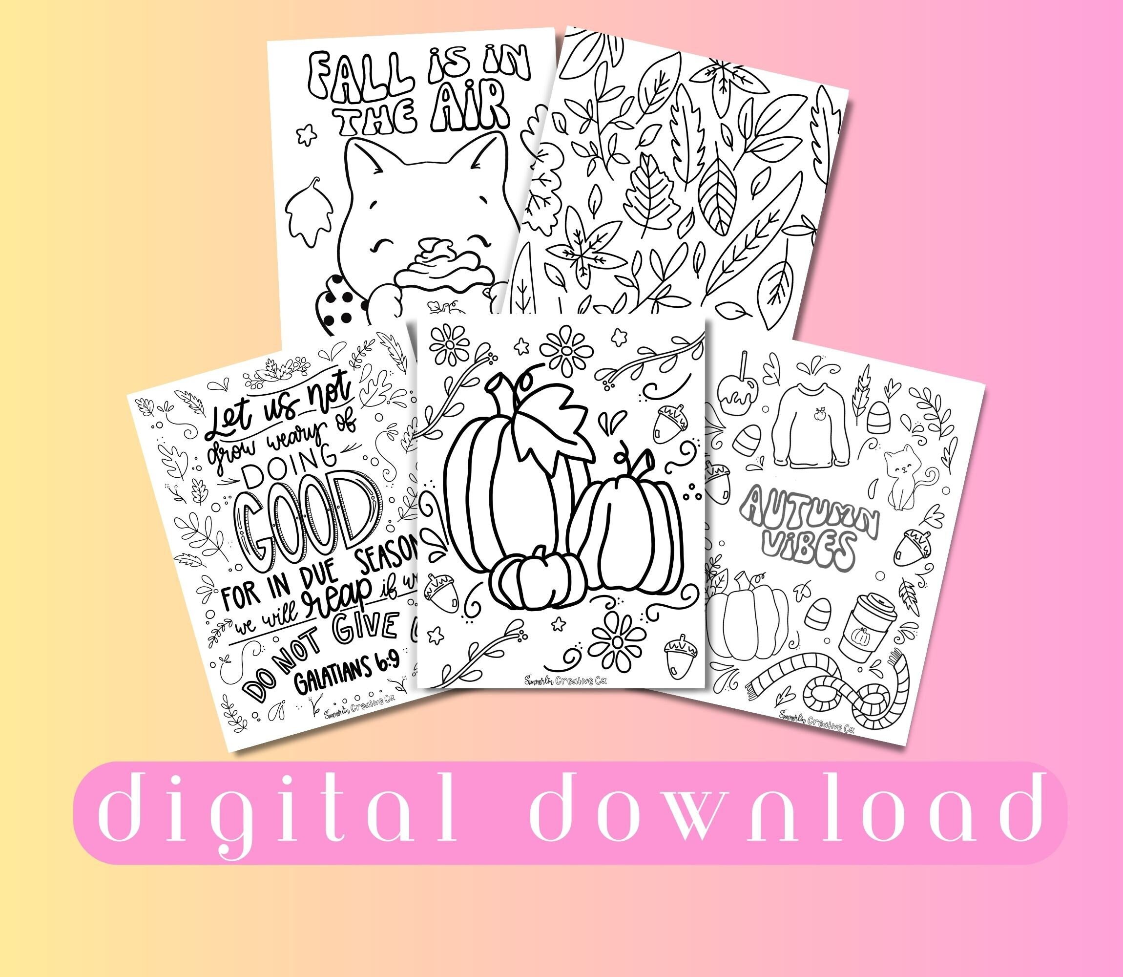 Fall Coloring Page Bundle, Printable Activity - Etsy