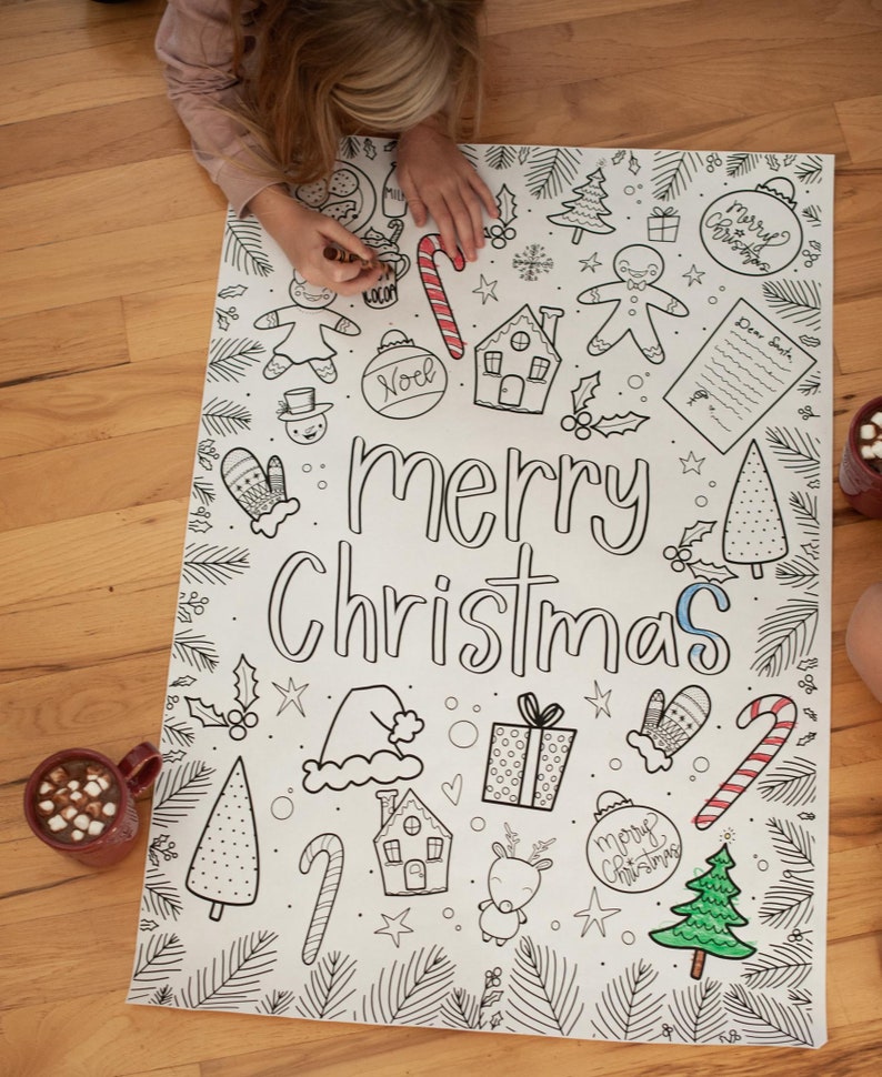 Giant Coloring Poster Christmas Printable Coloring Sheet - Etsy