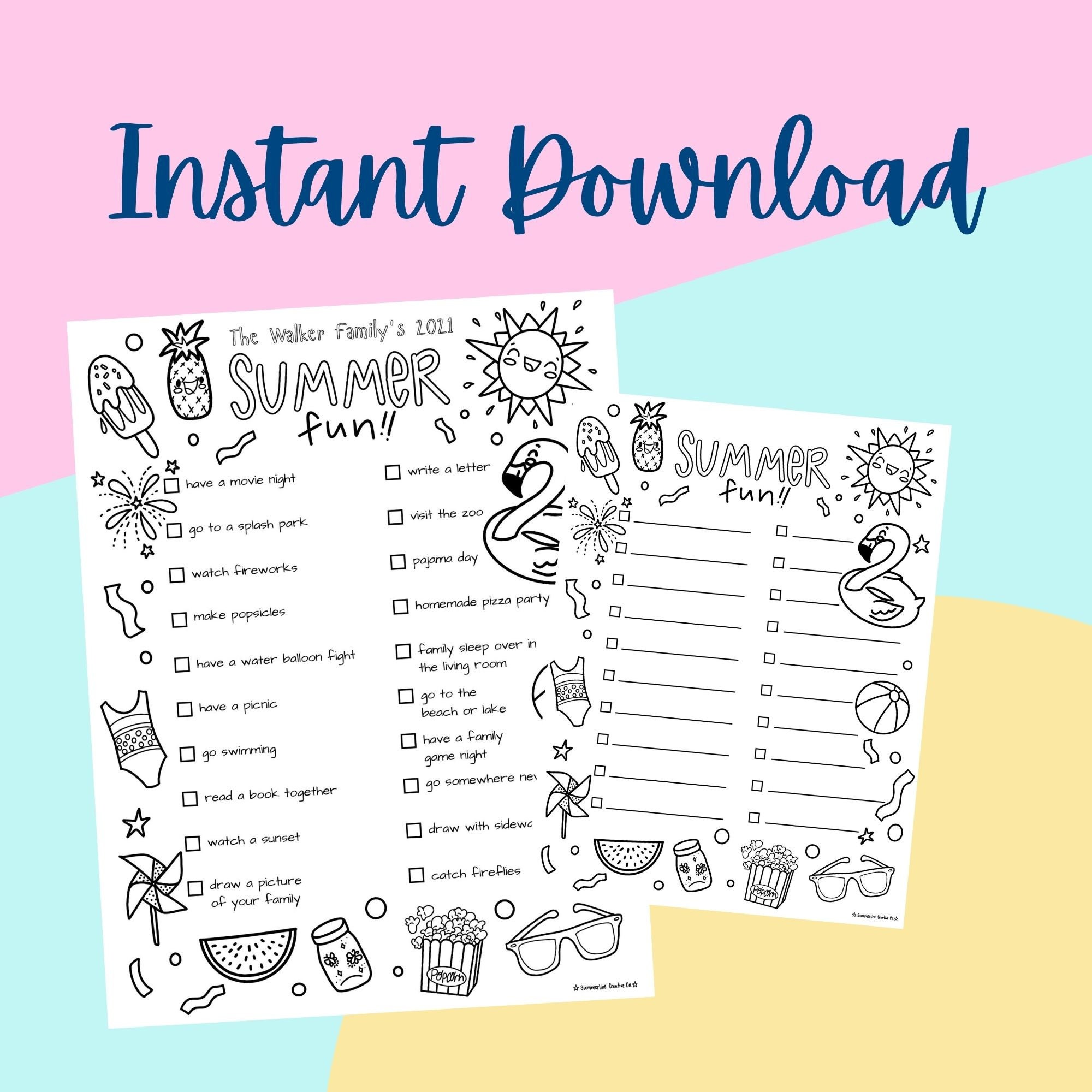 Summer Bucket List Editable, Printable, Instant Download With FREE ...
