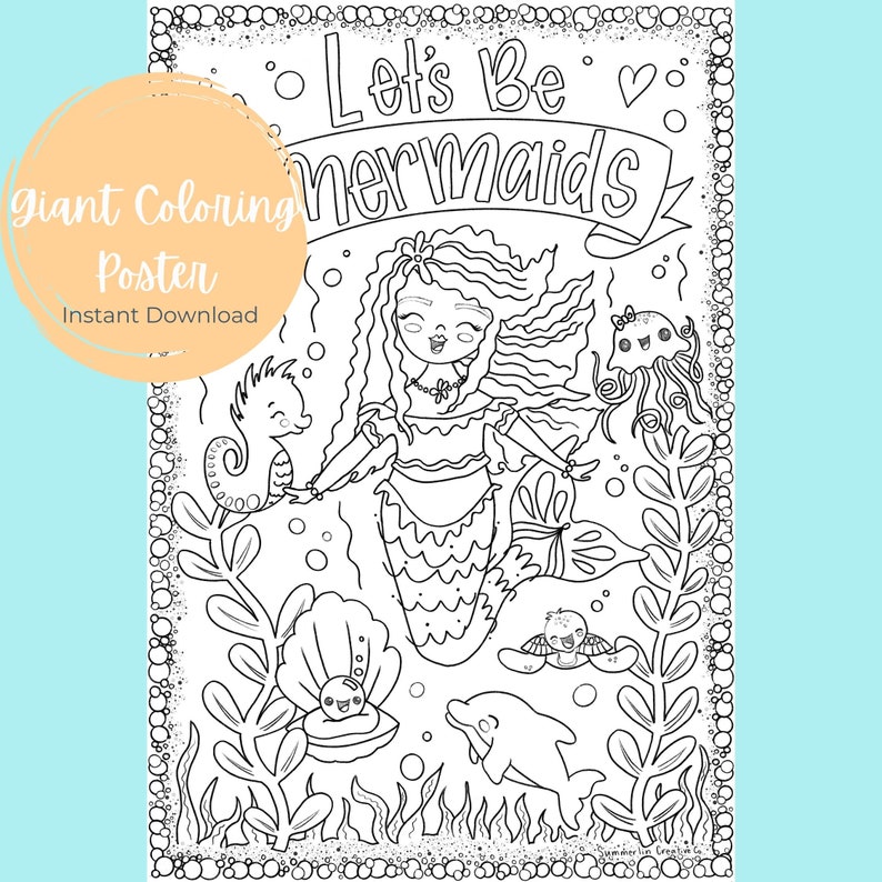 Giant Coloring Poster Mermaid Coloring Pages Printable Coloring Page ...