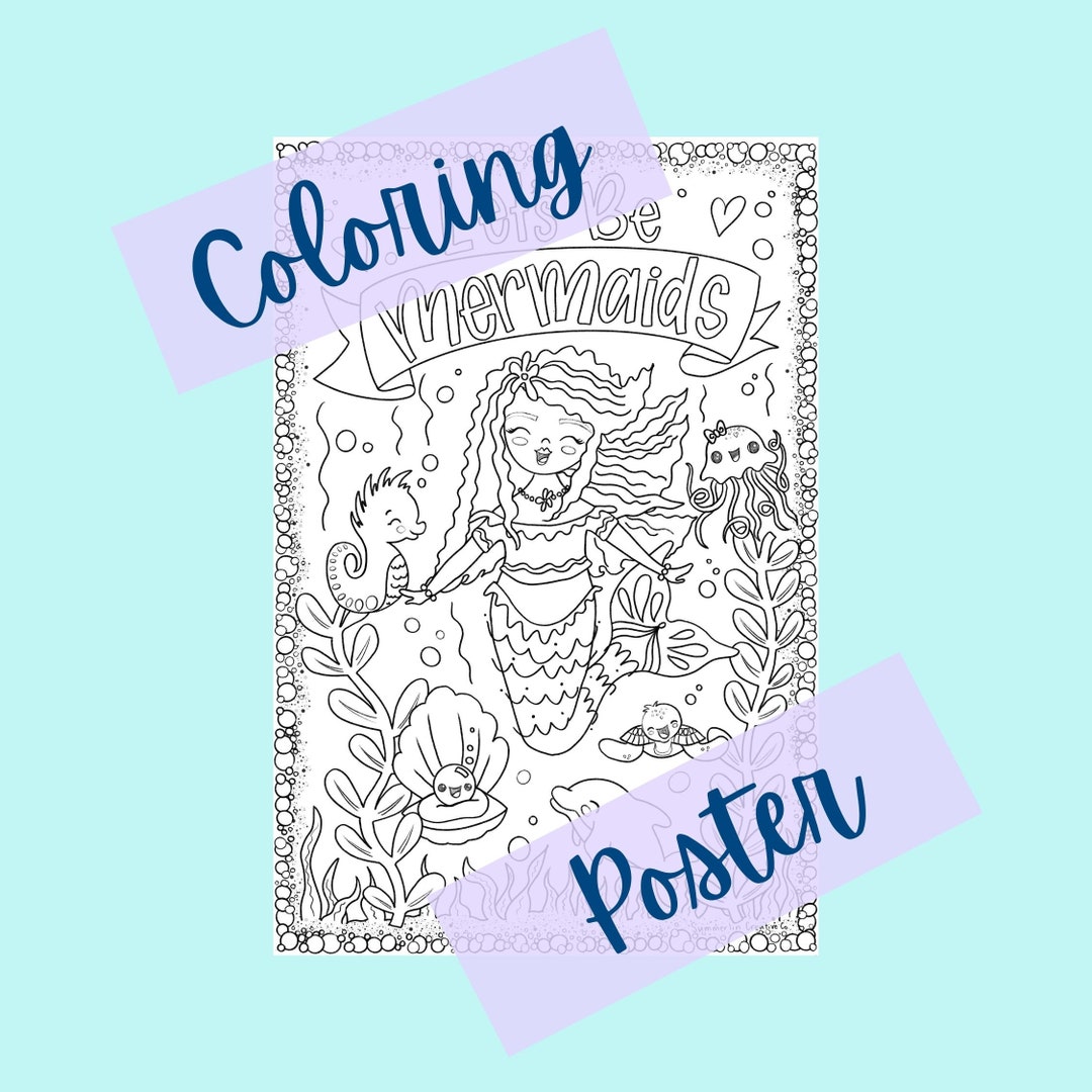 Mermaid Giant Coloring Poster Printable - Etsy