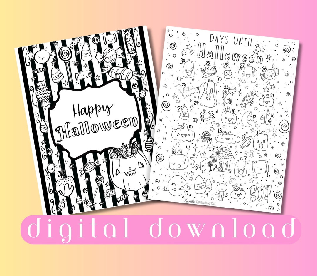 Count Down to Halloween Coloring Pages, Printable Halloween Coloring ...