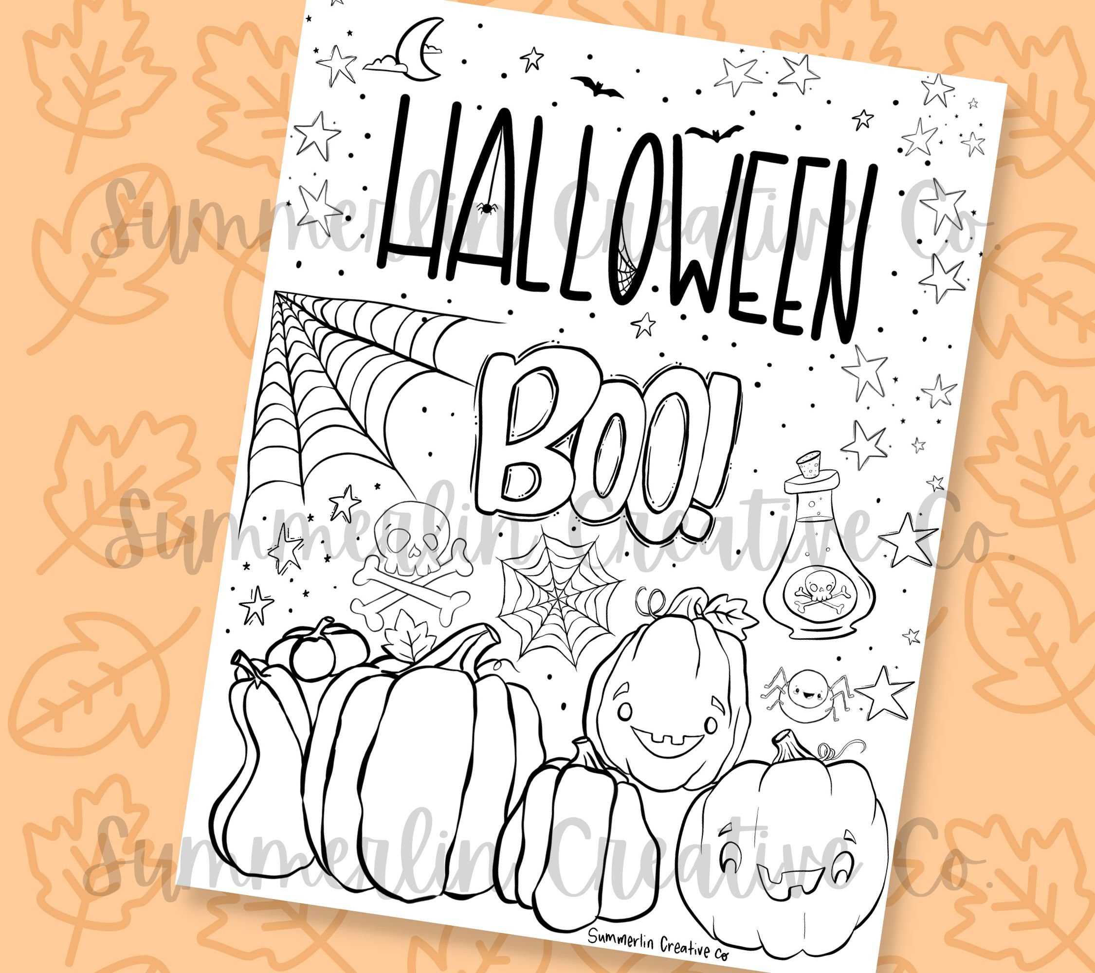 Halloween Coloring Page Bundle 3 Page Printable Activity - Etsy