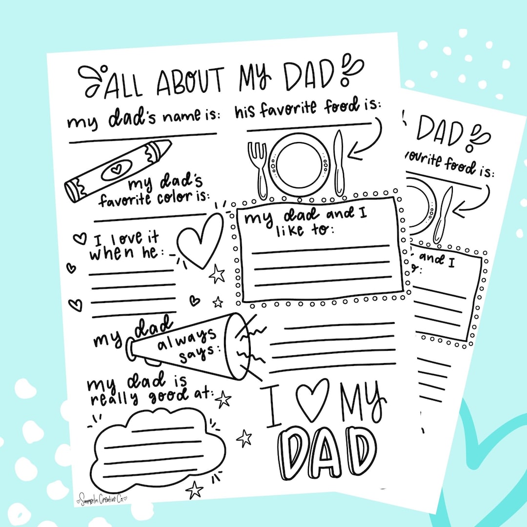 All About My Dad Fill in the Blank Printable for Father's Day - Etsy