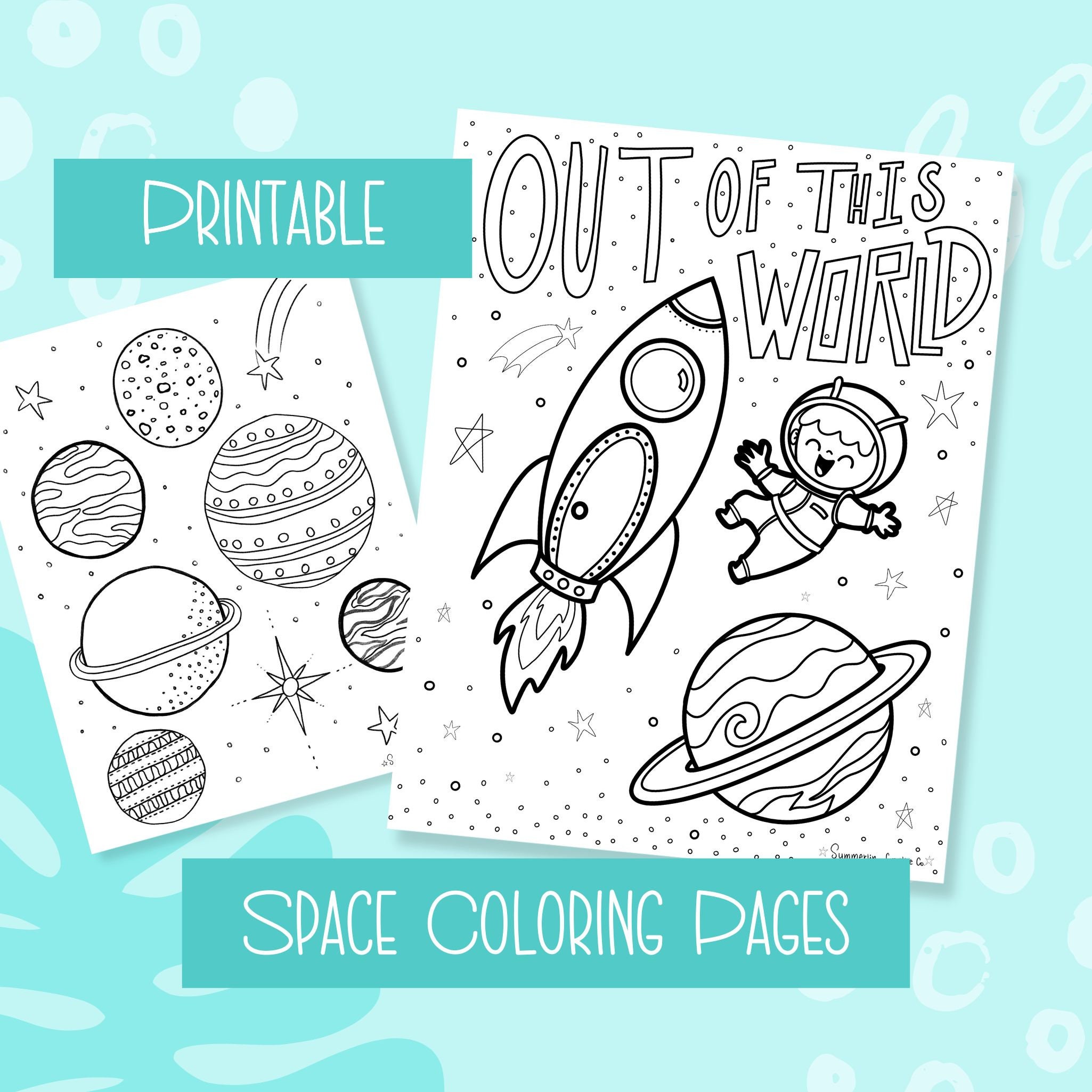 Coloring Pages Space Party Decorations