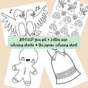 Giant Coloring Poster Happy Holidays, Christmas Activity, Plus 4 Free ...