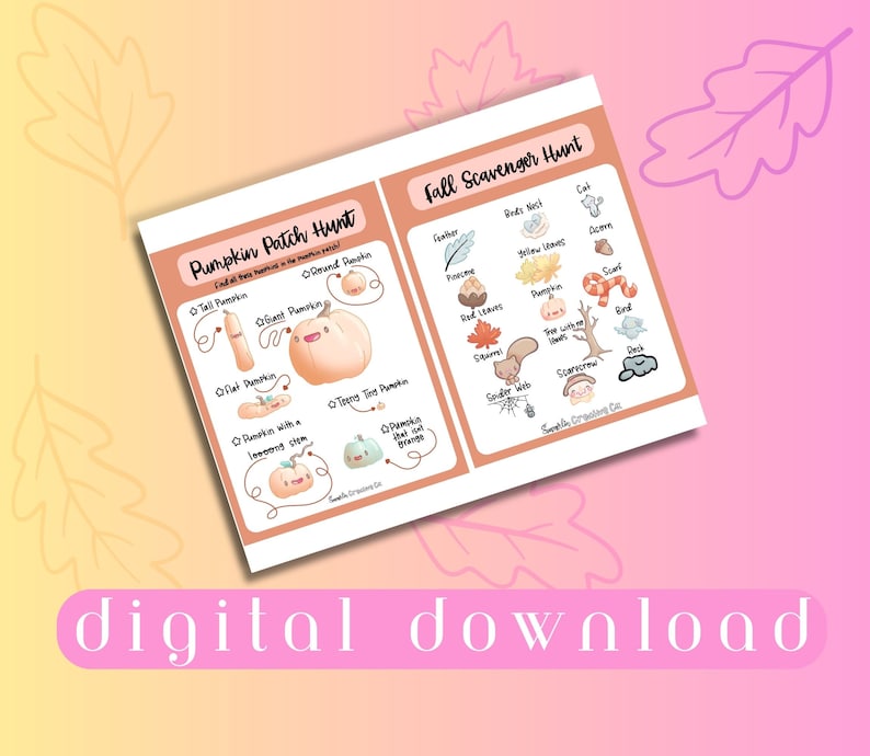 Fall Scavenger Hunt for Kids, Pumpkin Patch Autumn Activity, Preschool ...