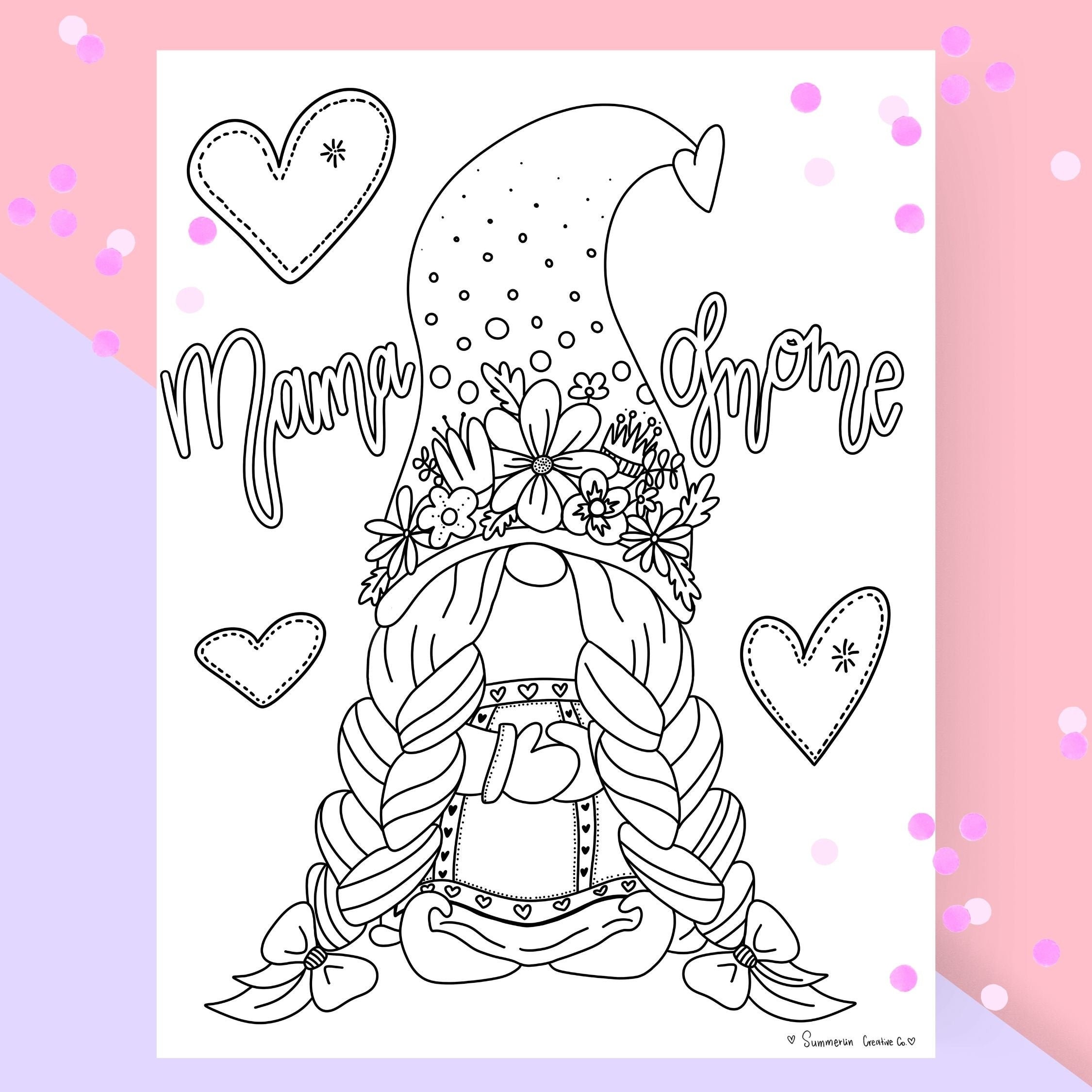 Mama Gnome Printable Coloring Page, Gift for Her on Mother's Day 303 - Etsy