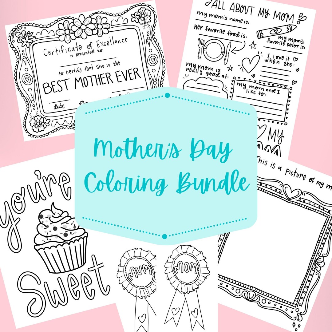Mother's Day Activity Bundle Coloring Pages 303 - Etsy