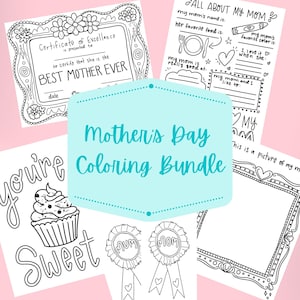 Mother's Day Activity Bundle Coloring Pages 303 - Etsy