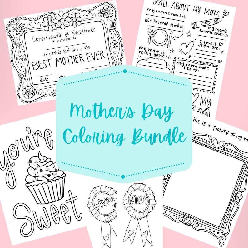 Mother's Day Activity Bundle Coloring Pages 303 - Etsy