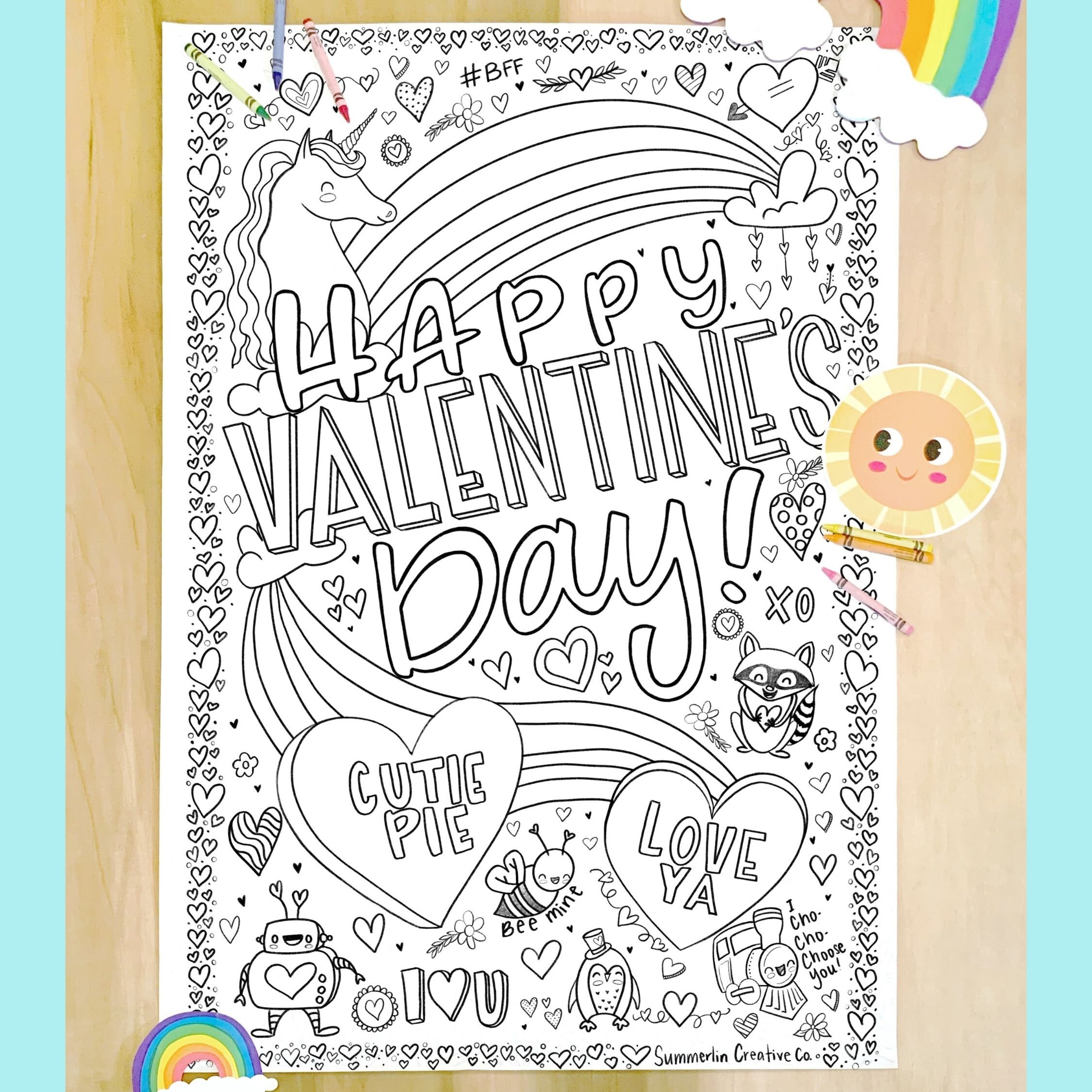 Giant Coloring Poster for Valentine's Day Conversation | Etsy