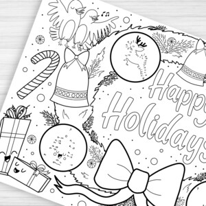 Giant Coloring Poster Happy Holidays, Christmas Activity, Plus 4 Free ...