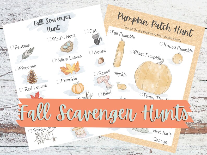 Fall Scavenger Hunt for Kids Pumpkin Patch Autumn Activity | Etsy