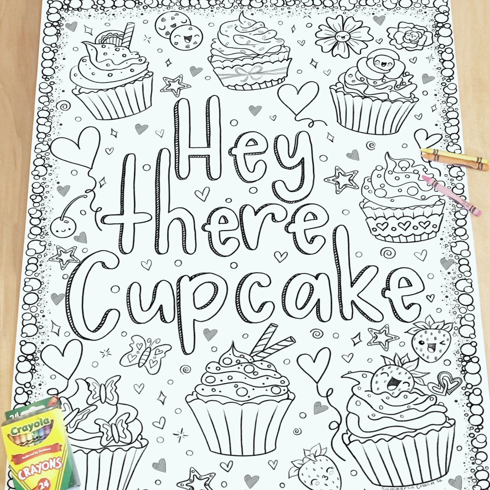 Giant Coloring Poster Cupcake Printable Coloring Page Instant - Etsy