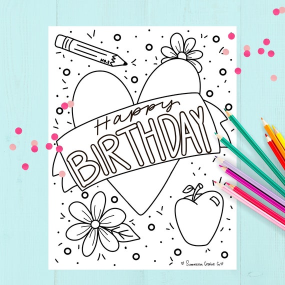 Happy Birthday Teacher Edition Coloring Page Teacher - Etsy