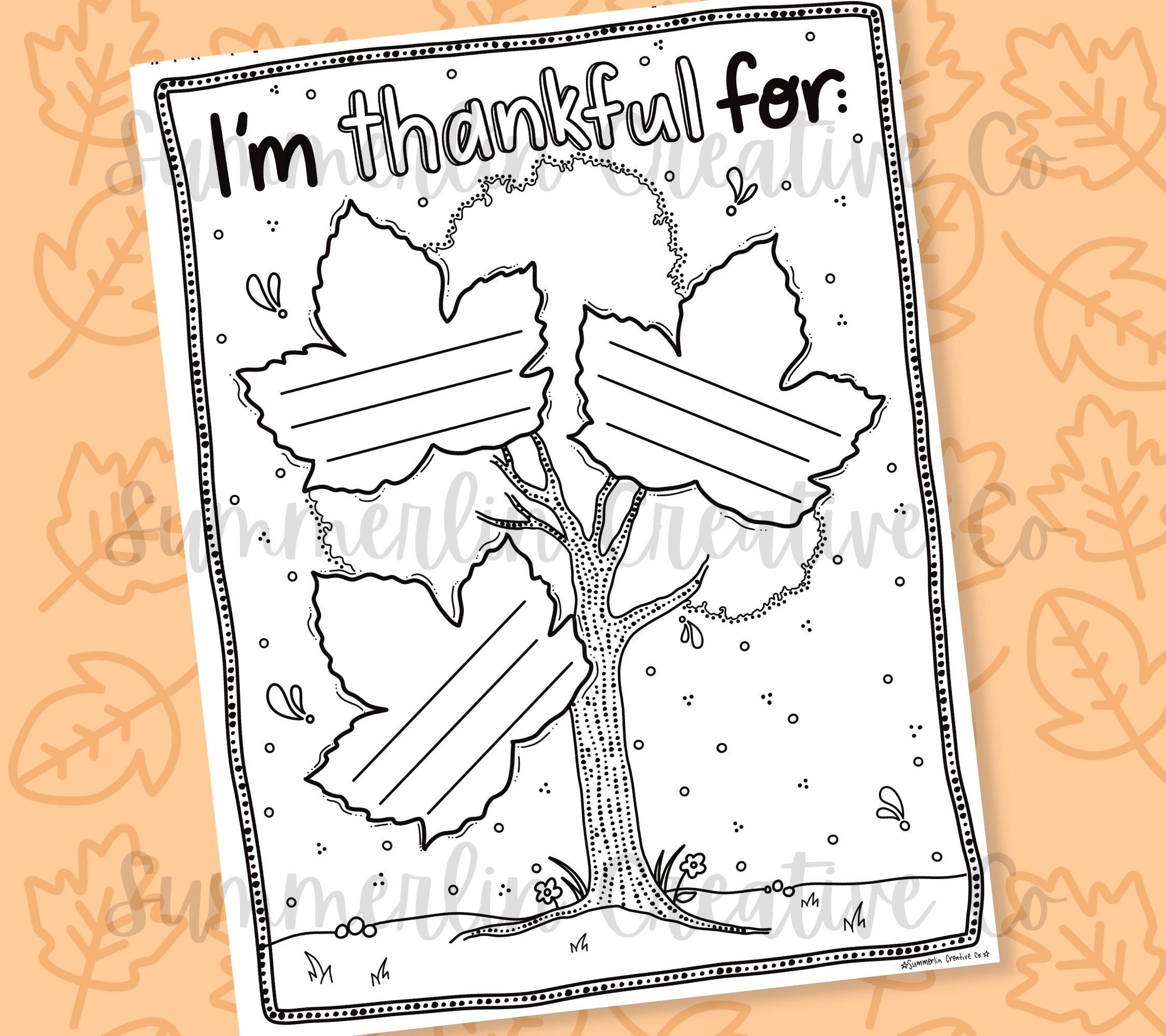 Thankful Tree Coloring Pages, Gratitude Worksheet for Kids, Printable ...
