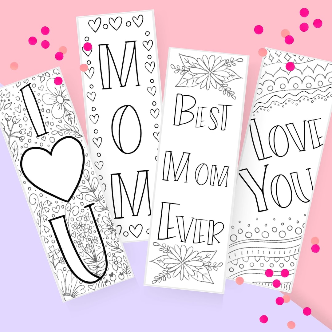 Mother's Day Printable Coloring Bookmarks With Cute Doodle Art 303 - Etsy