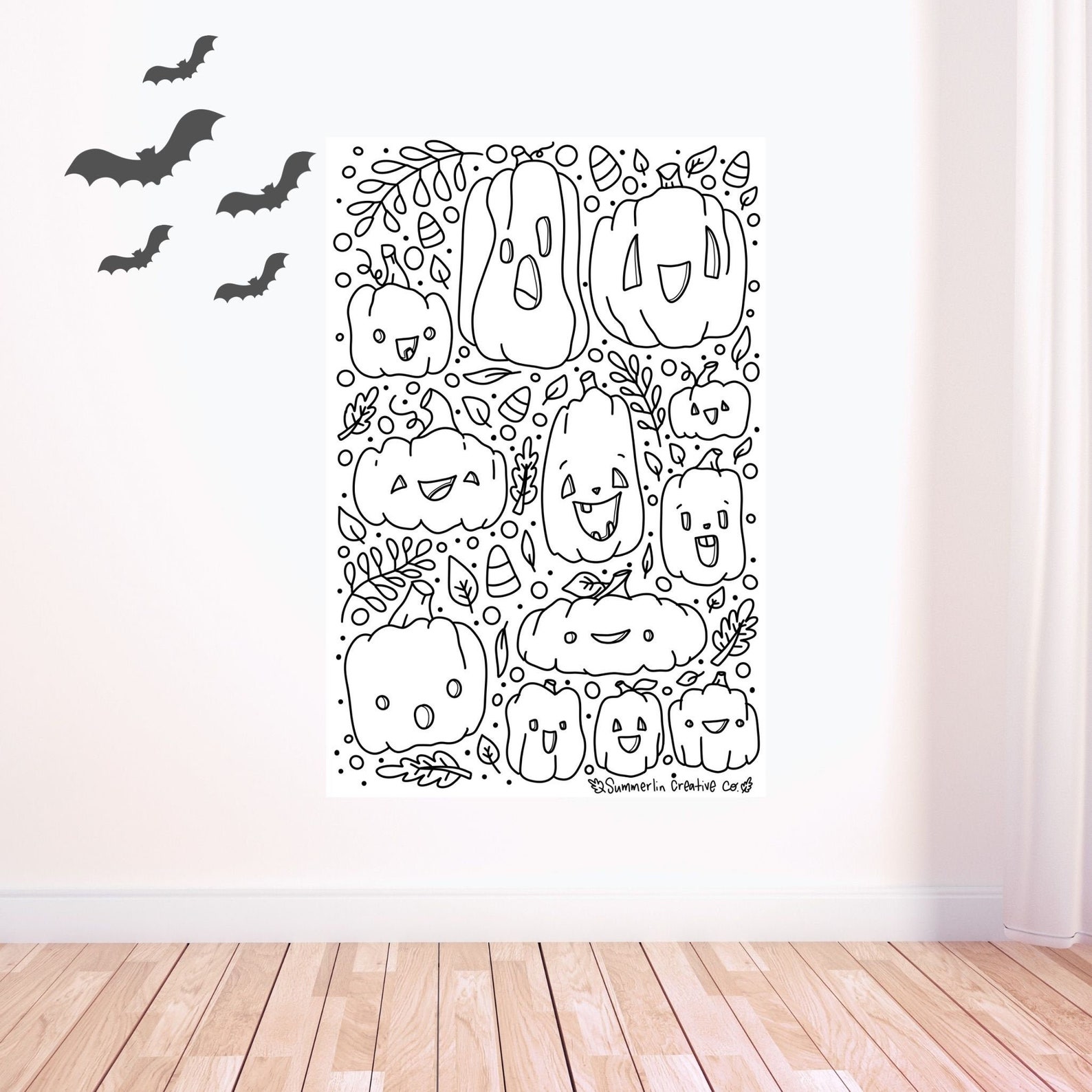 Halloween Coloring Poster Oversized Fall Coloring Page - Etsy