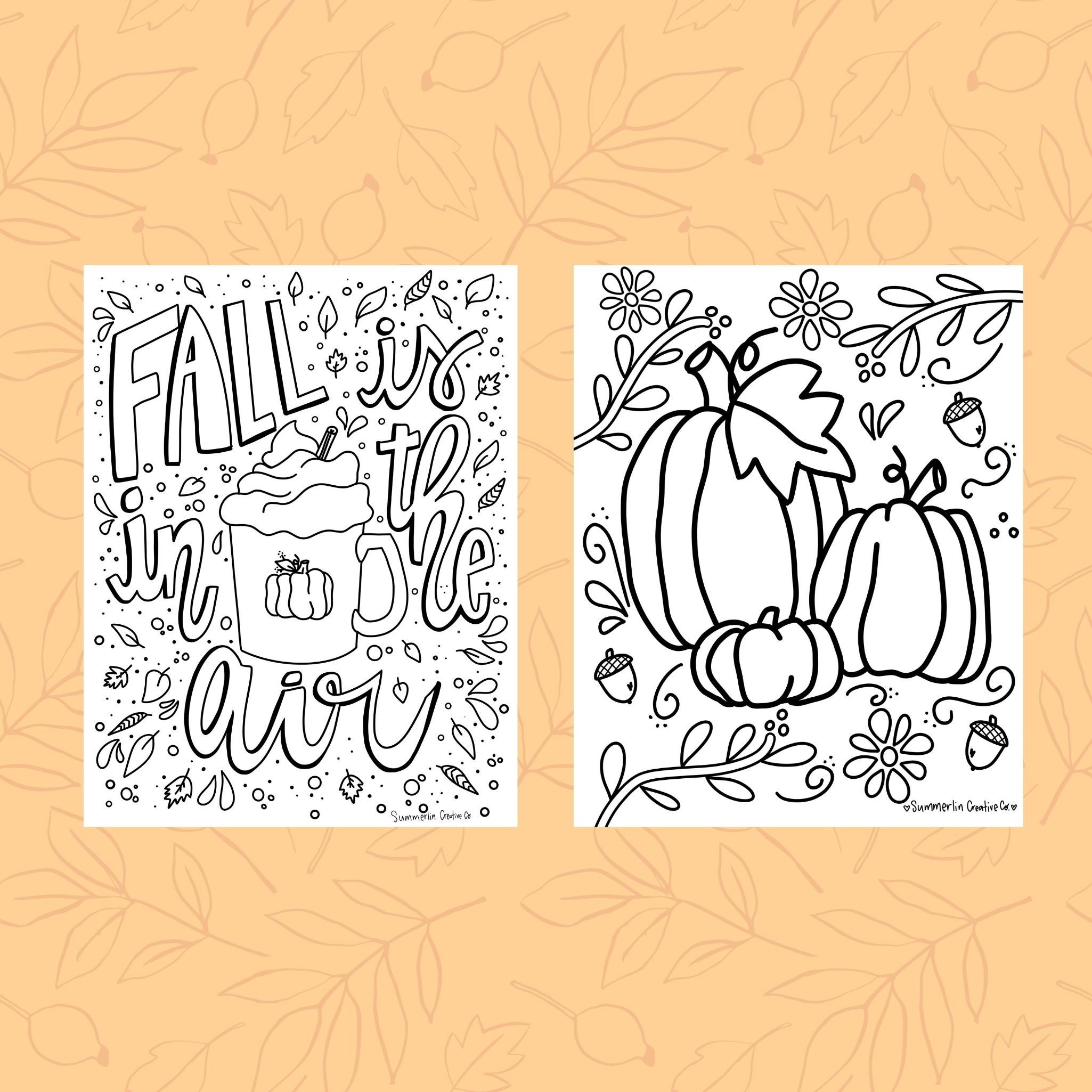Fall Coloring Page Bundle Printable Activity - Etsy
