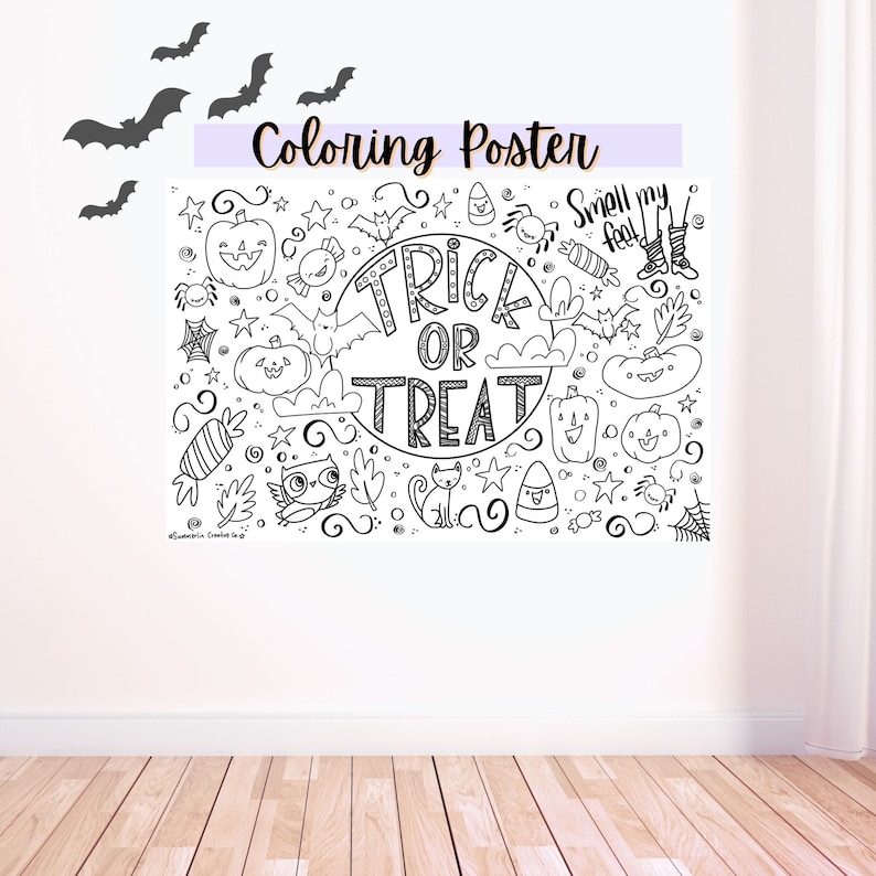 Trick or Treat Halloween Coloring Poster PDF Party Activity - Etsy