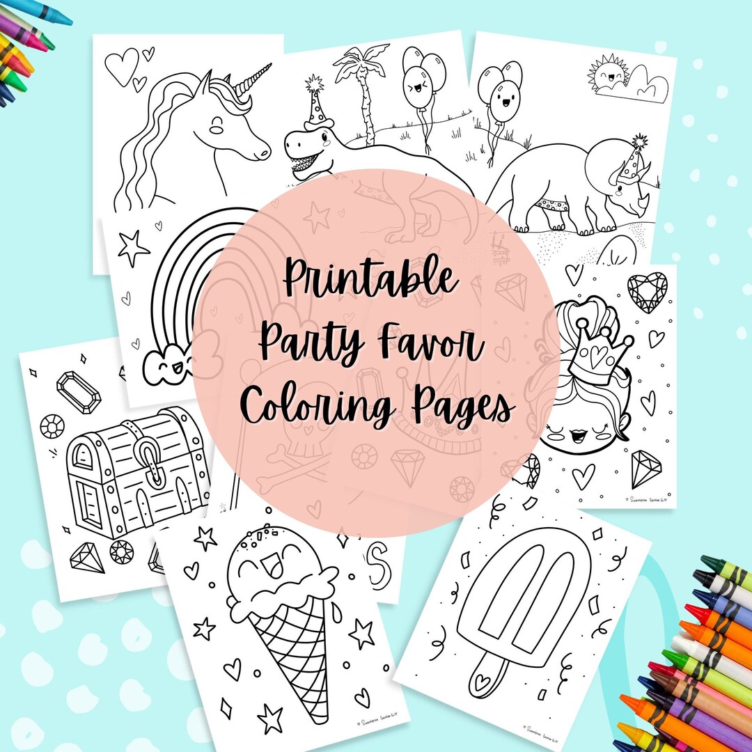 Mini Birthday Coloring Pages, Perfect for Party Favors, Unicorns ...