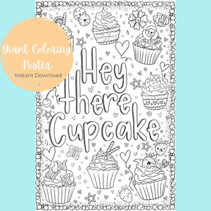 Giant Coloring Poster Cupcake Printable Coloring Page Instant Download ...
