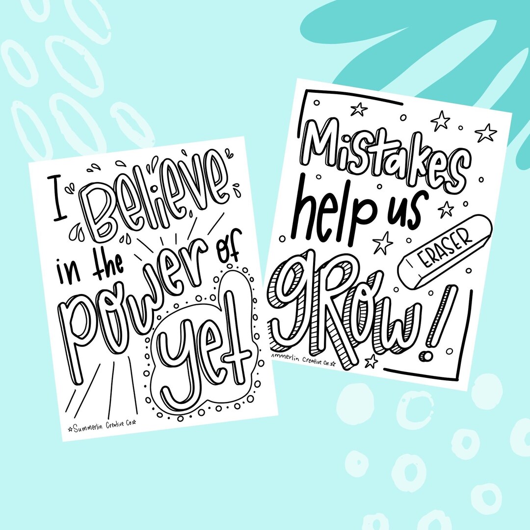 Growth Mindset Coloring Pages, Classroom Coloring Positive Affirmations ...