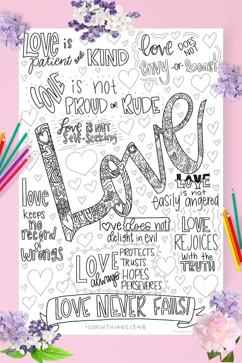 Giant Coloring Poster Love 1 Corinthians 13 Instant Download - Etsy