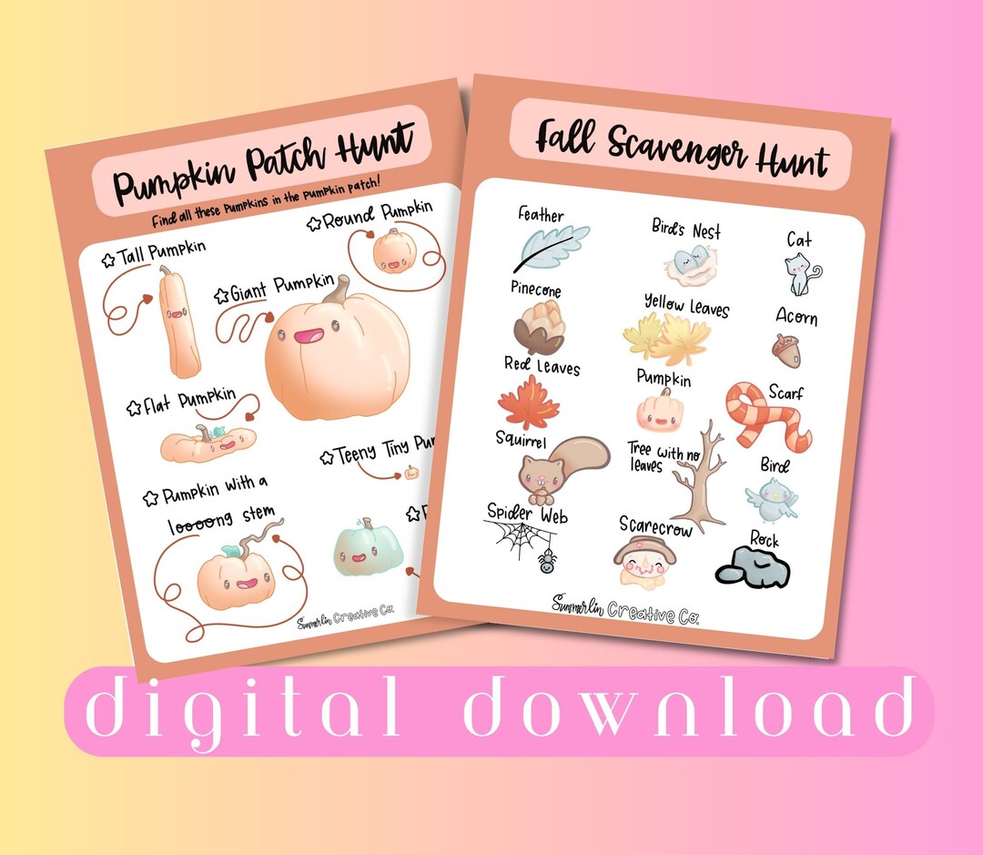 Fall Scavenger Hunt for Kids, Pumpkin Patch Autumn Activity, Preschool ...