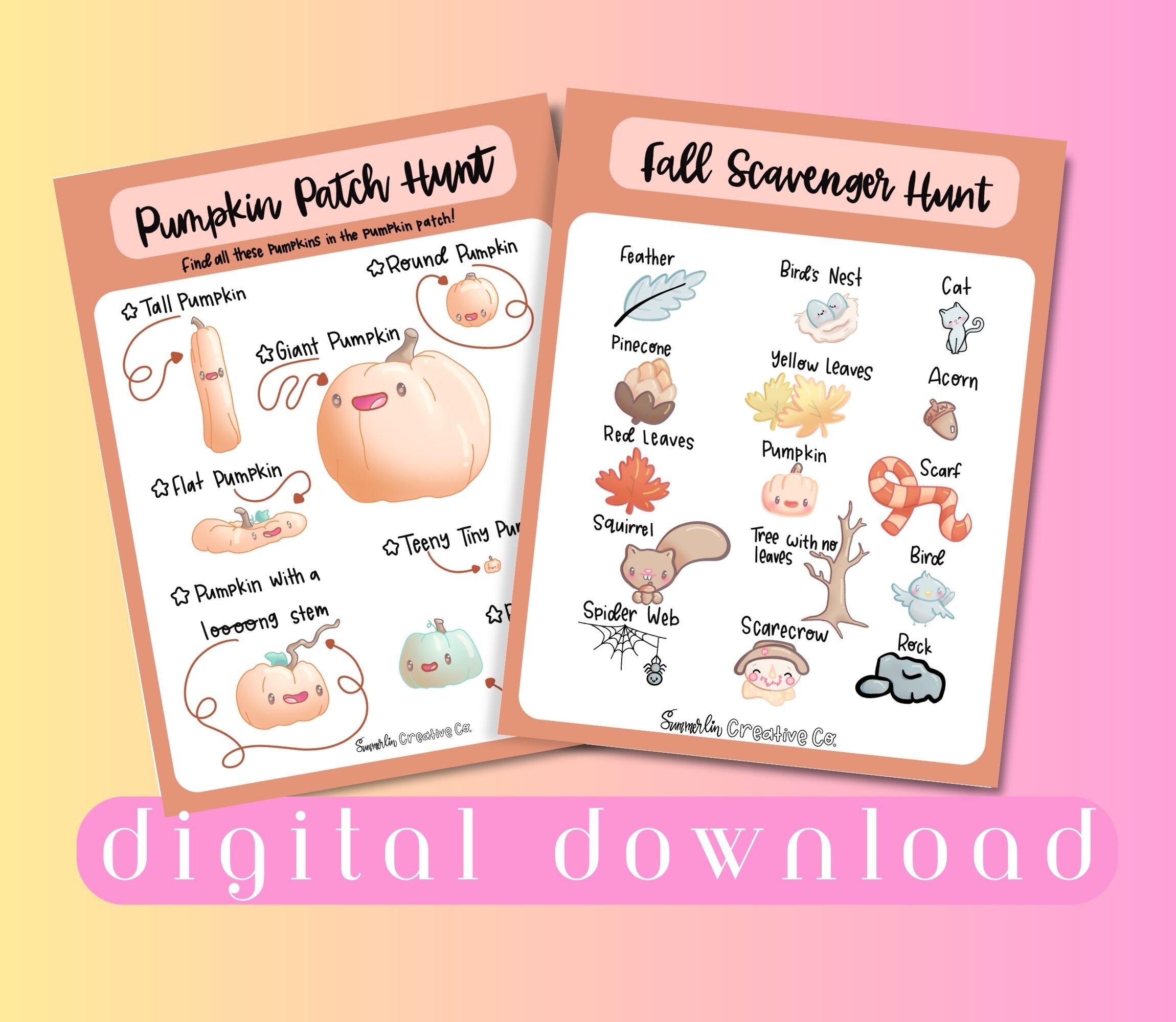 Fall Scavenger Hunt for Kids, Pumpkin Patch Autumn Activity, Preschool ...