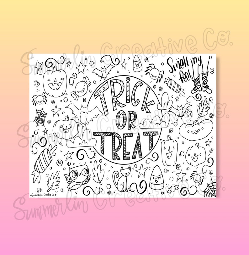 Halloween Coloring Pages, Printable Cute Pumpkins and Kawaii Candy ...