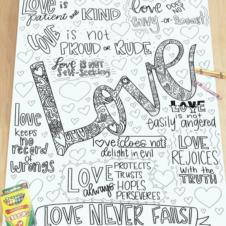 Giant Coloring Poster Love 1 Corinthians 13 Instant Download - Etsy