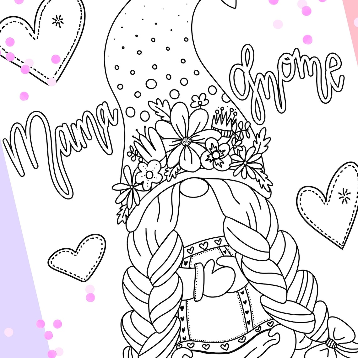 Mama Gnome Printable Coloring Page, Gift for Her on Mother's Day 303 - Etsy
