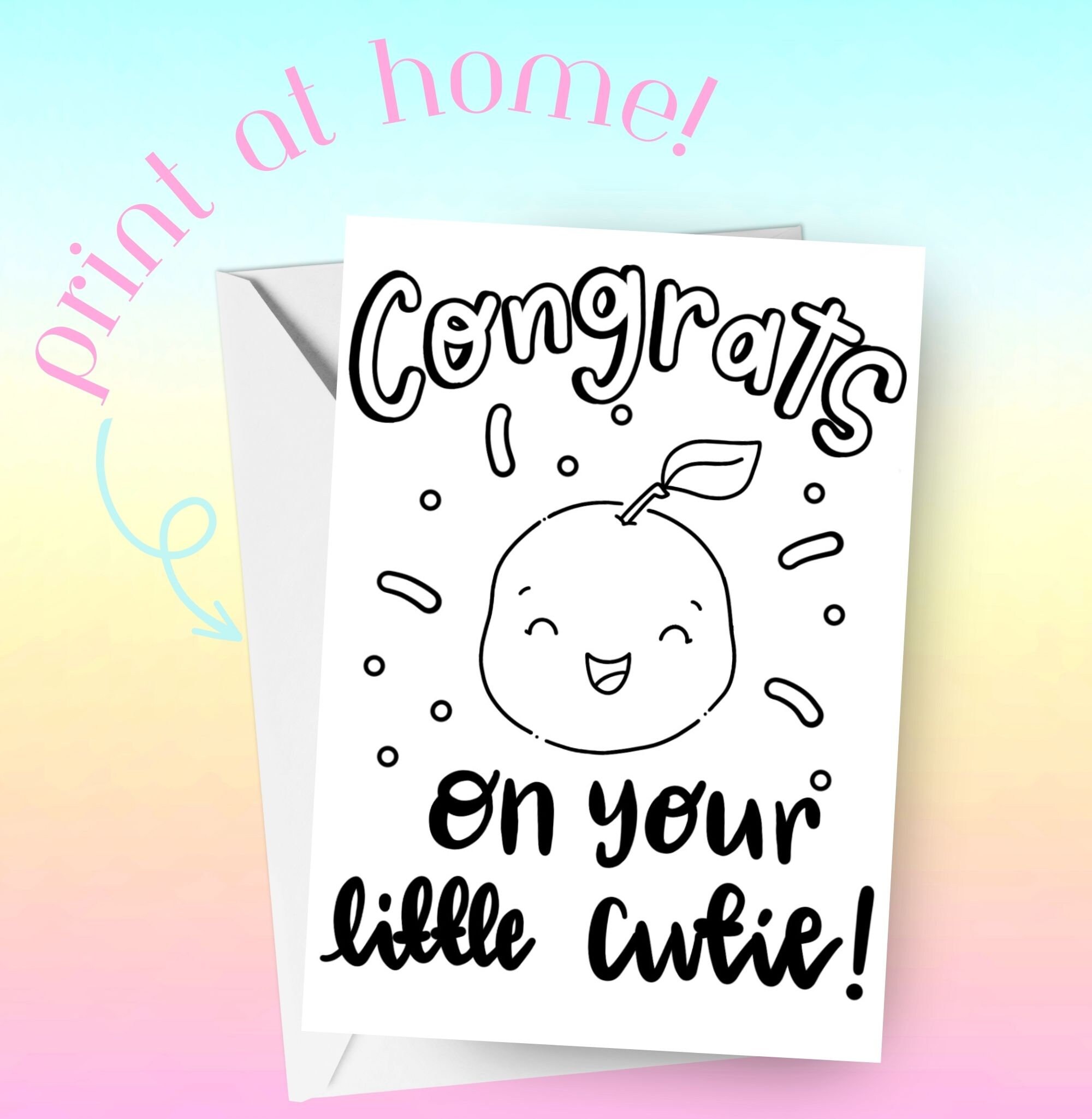 Coloring Baby Shower Card With Cute Kawaii Drawings, DIY ...