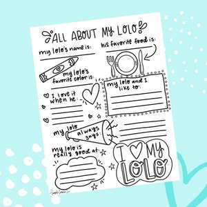 All About My Lolo Fill in the Blank Printable for Father's Day - Etsy