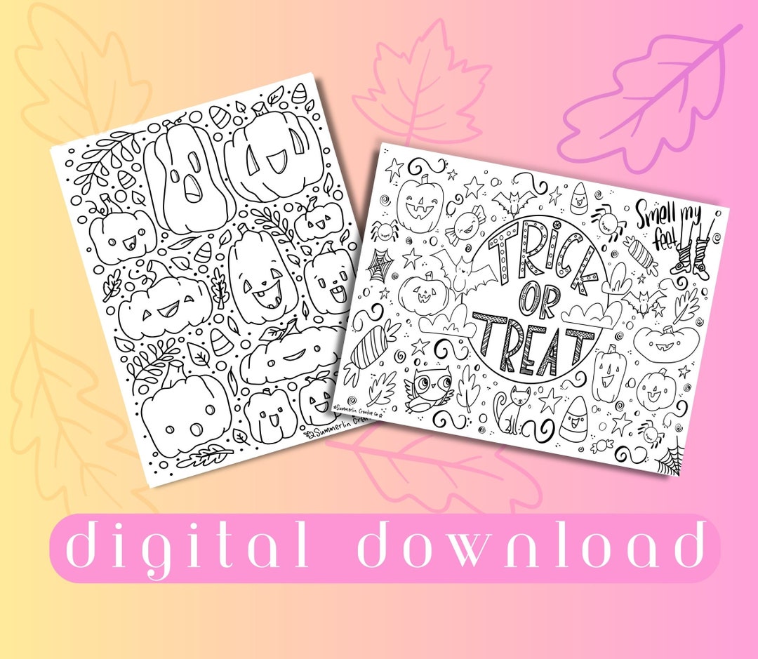 Halloween Coloring Pages, Printable Cute Pumpkins and Kawaii Candy ...