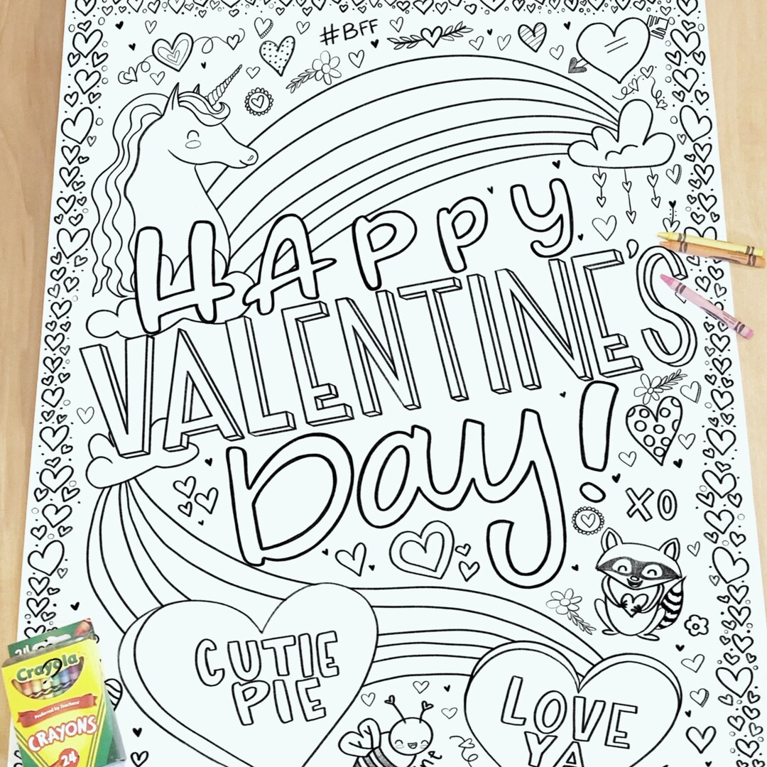 Giant Coloring Poster for Valentine's Day Conversation Hearts Printable ...