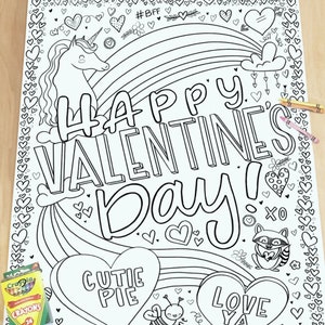 Giant Coloring Poster for Valentine's Day Conversation Hearts Printable ...