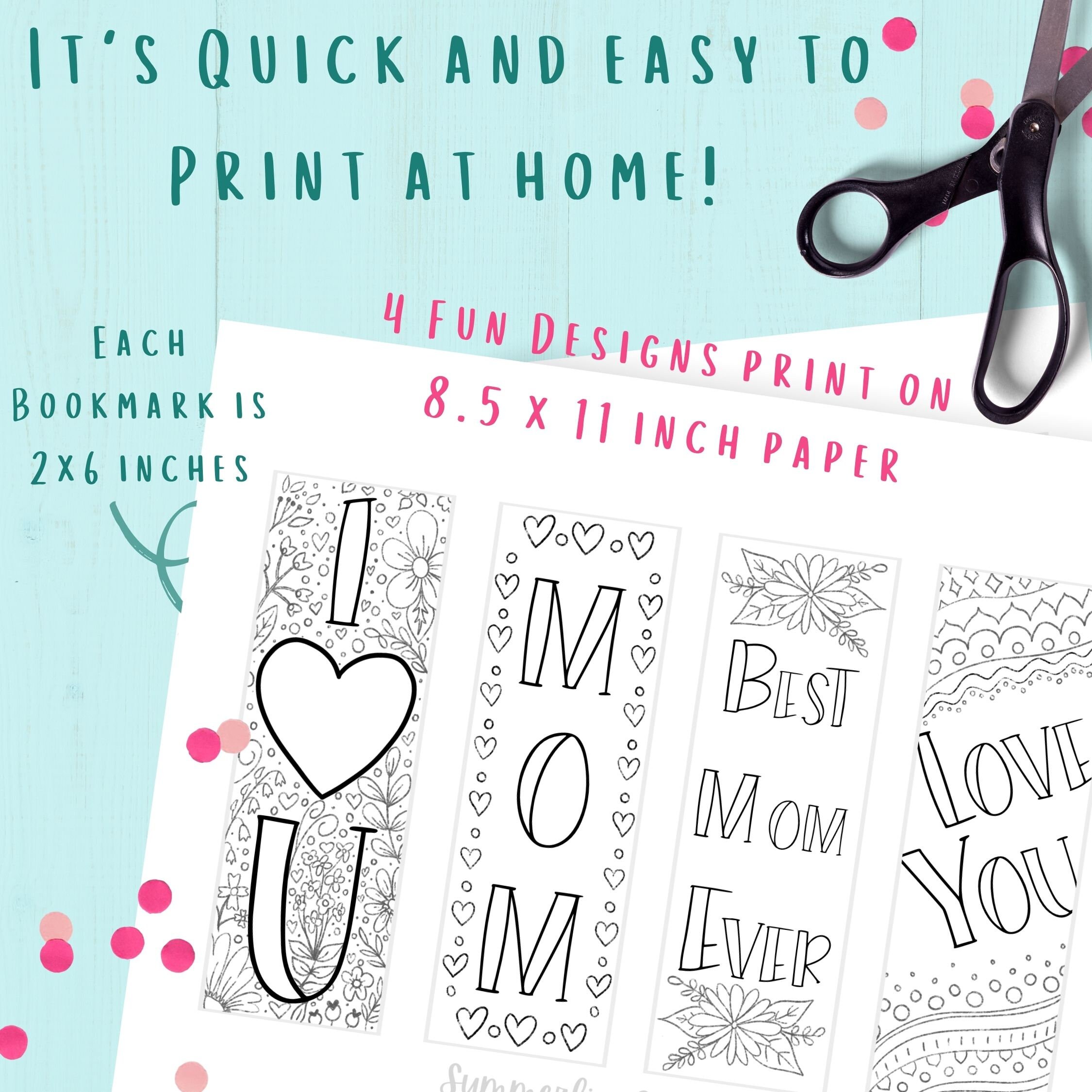 Mother's Day Printable Coloring Bookmarks With Cute Doodle - Etsy