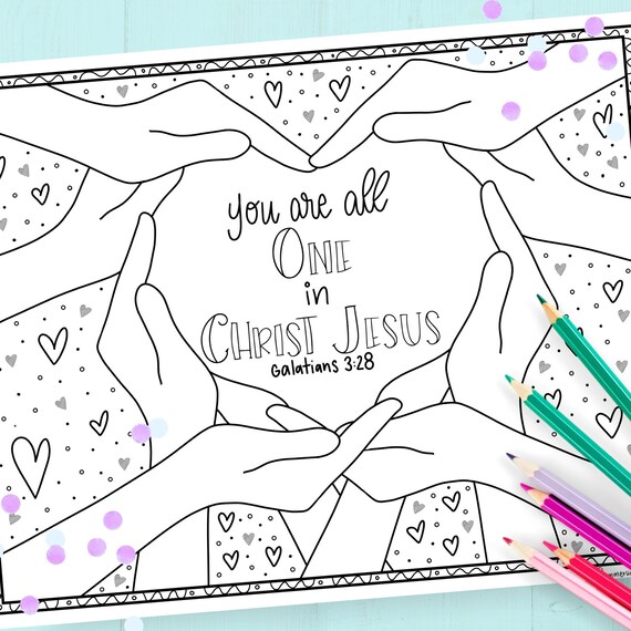 Galatians 3:28 Scripture Coloring Page Bible Verse Instant | Etsy