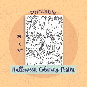 Halloween Coloring Poster, Oversized Fall Coloring Page, Pumpkins, Jack ...