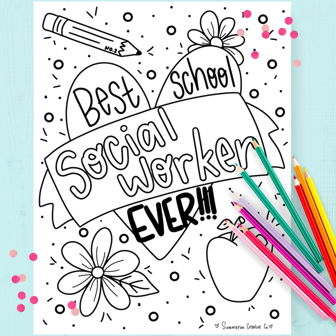 Best School Social Worker Coloring Page, National School Social Worker ...