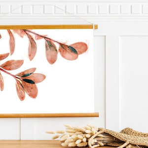 Fall Leaves Watercolor Printable Rust Colored Wall Art Minimalist ...
