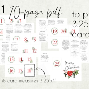Printable Advent Calendar, Christmas Countdown PDF, Scripture Cards ...