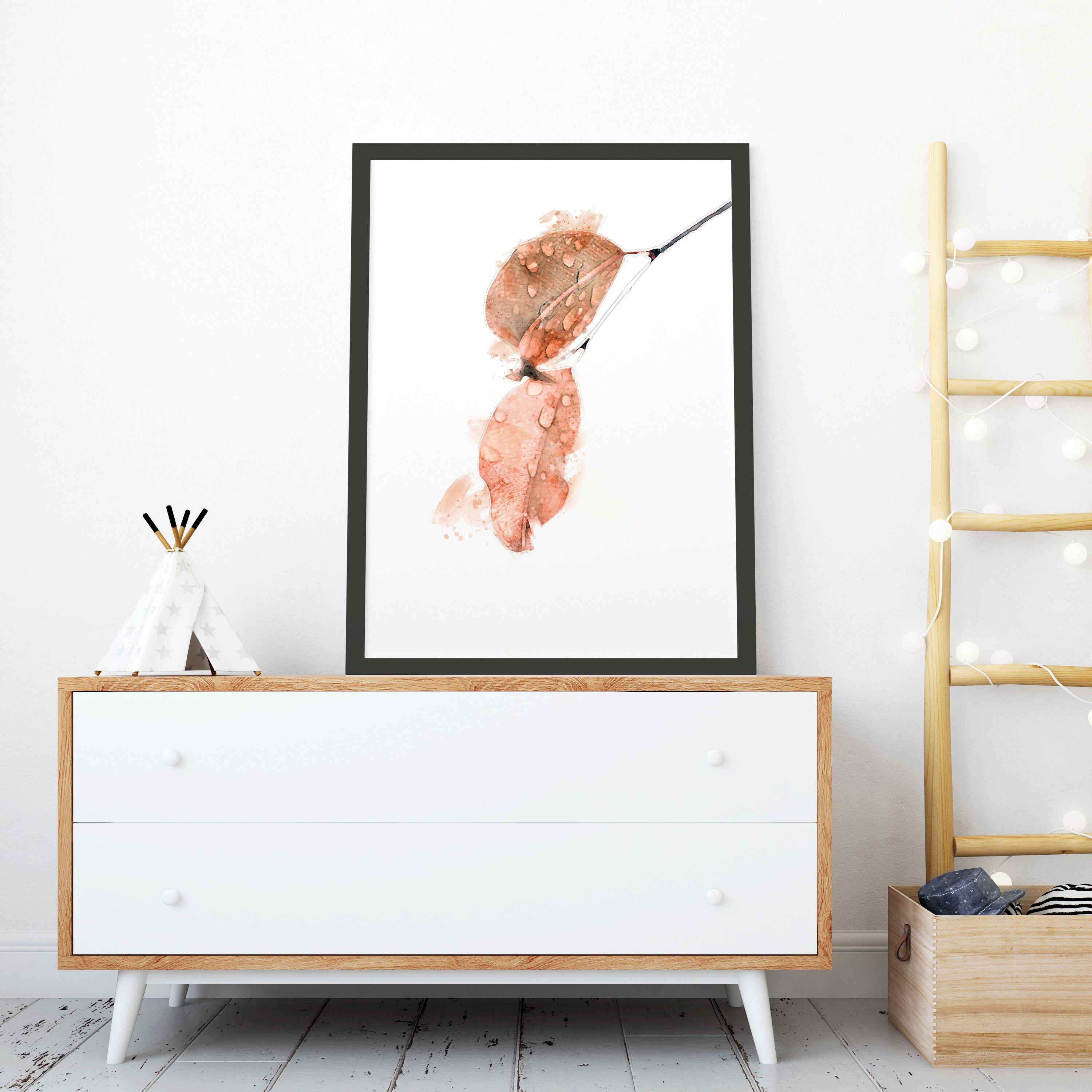 Fall Leaf Watercolor Download Rust Colored Art Printable - Etsy